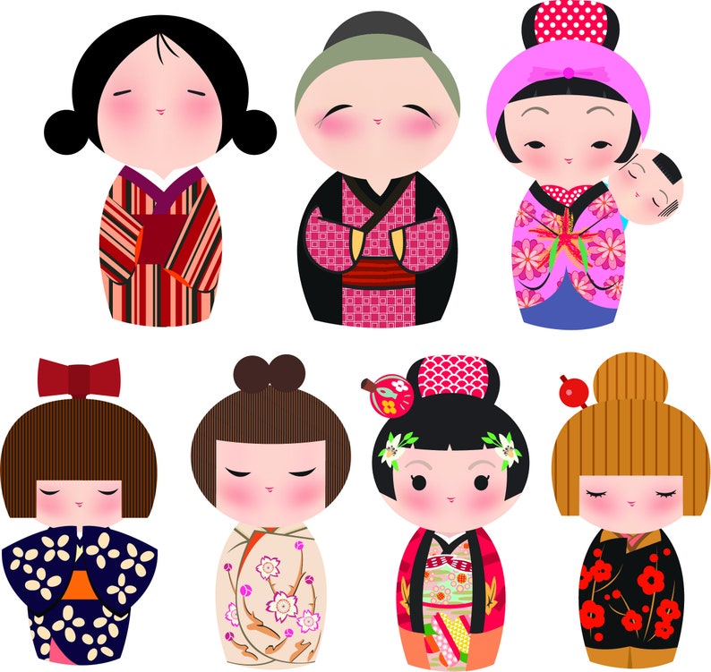 14japanese Geisha Png, Kokeshi Dolls Clipart Svg Epsjapan Girl Clipart ...