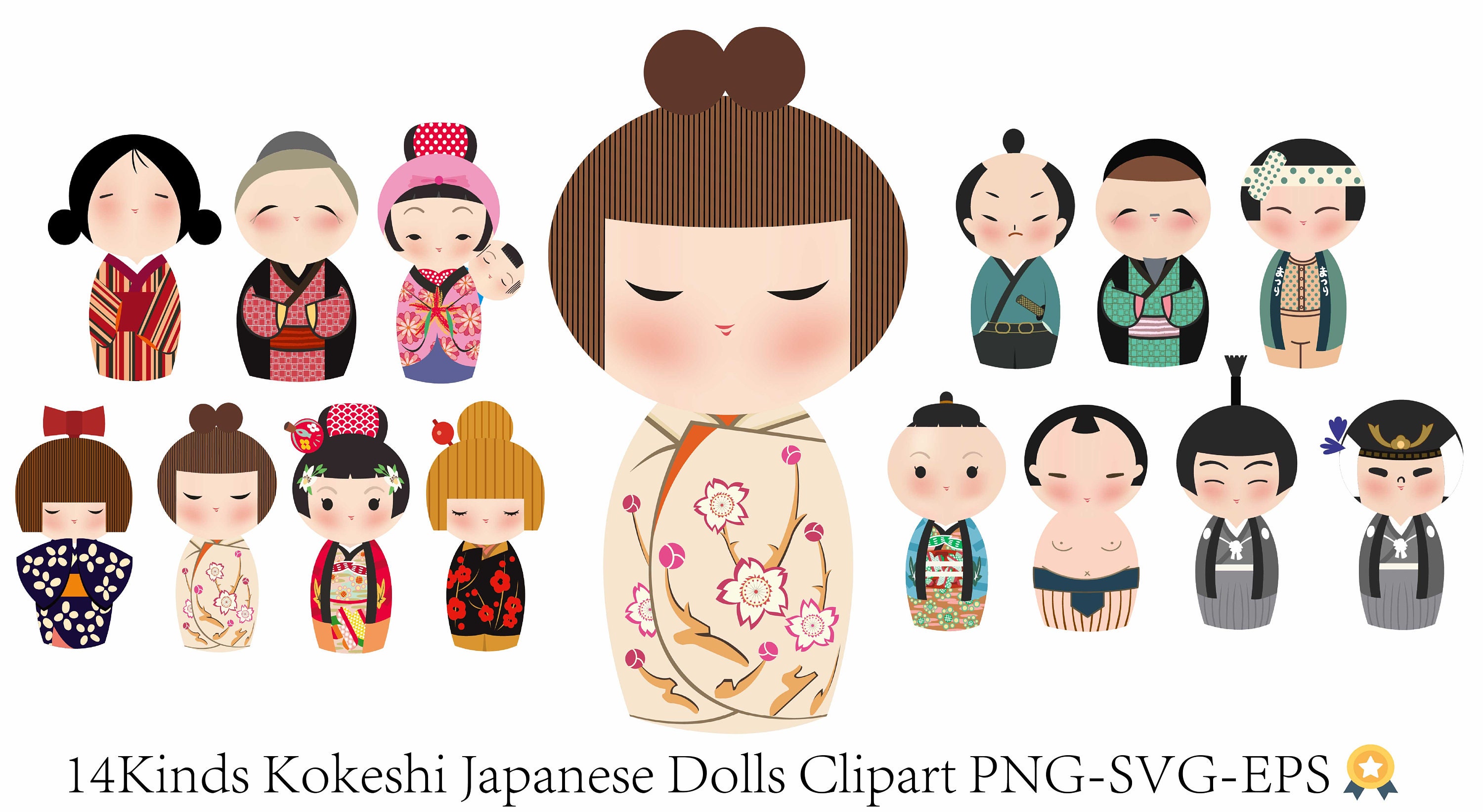 14japanese Geisha Png, Kokeshi Dolls Clipart Svg Epsjapan Girl Clipart ...