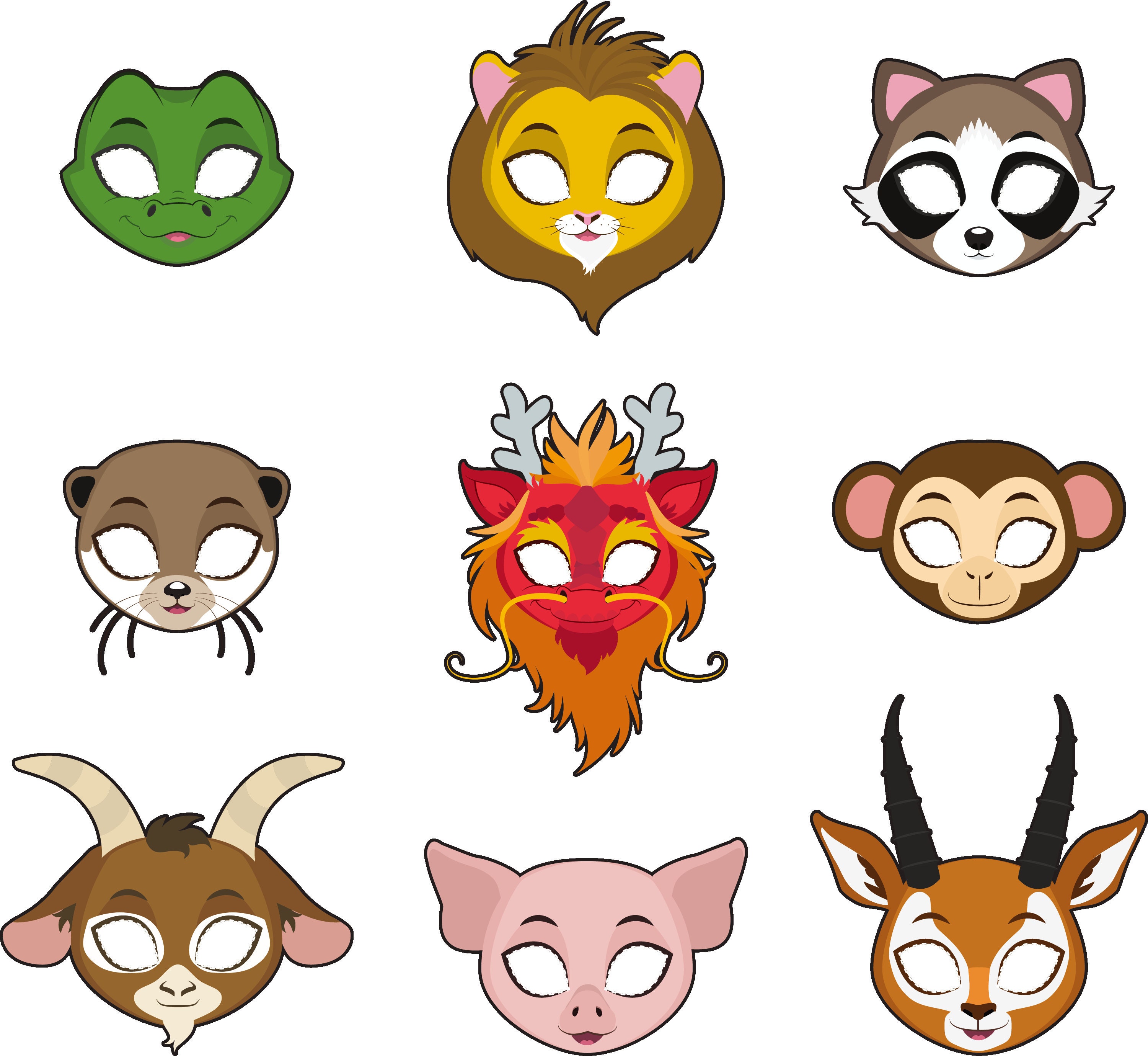 88animal Face Mask Clipart Png-svg.enchanting Mask Illustrations ...
