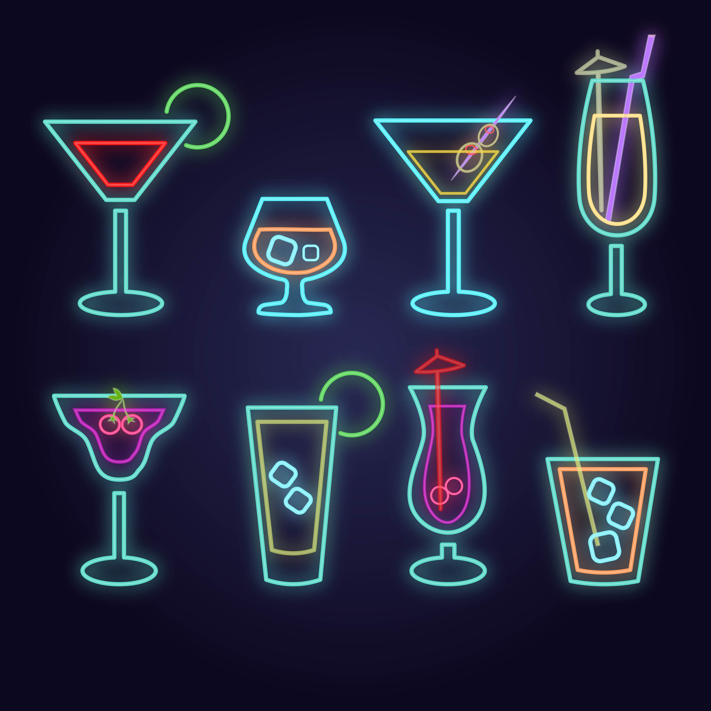 Shake up Your Designs With Neon Cocktails Clipart- 33 Kinds Cooktail ...