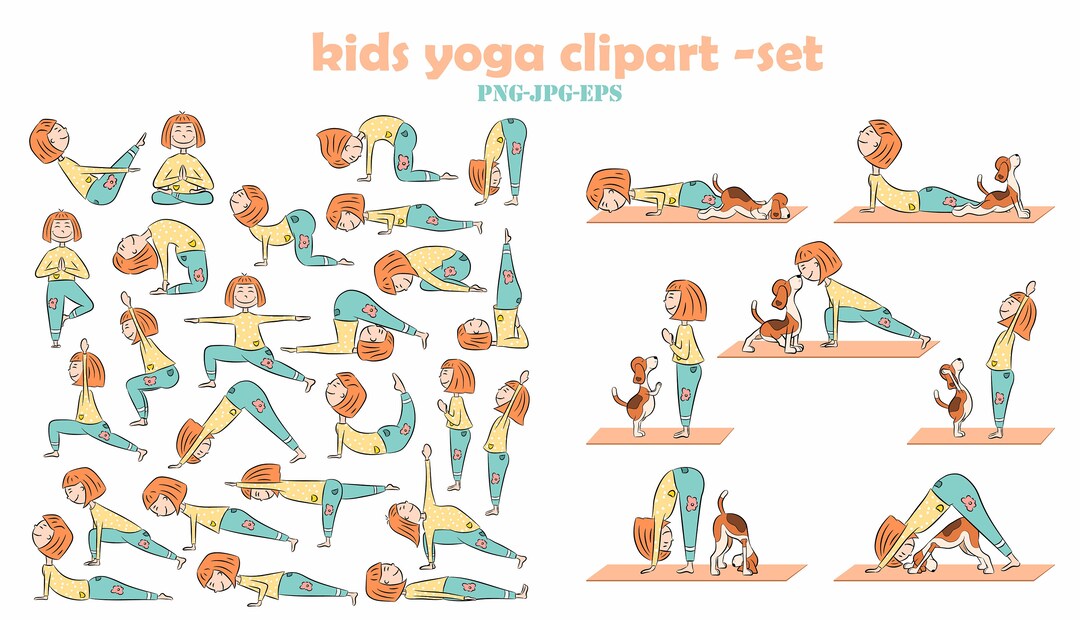 59kids Yoga Clipart Set: Exercise Meditation (INSTANT DOWNLOAD) - Etsy