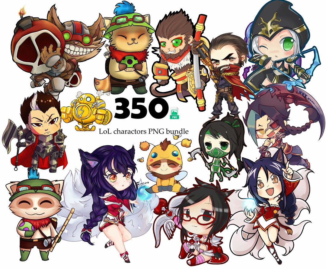 350-lol Charactor PNG Bundle,cartoon Characters Mega Bundle PNG ...
