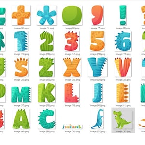 52dino Font Clipartpng,dinosaur SVG Letter /number, Color Dino Alphabet ...