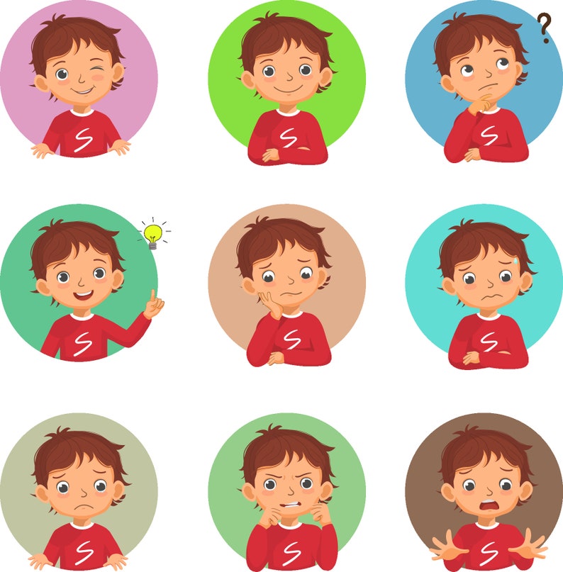 Expressive Children's Emotions Clipart Collection -54 Kids Emotion - Etsy