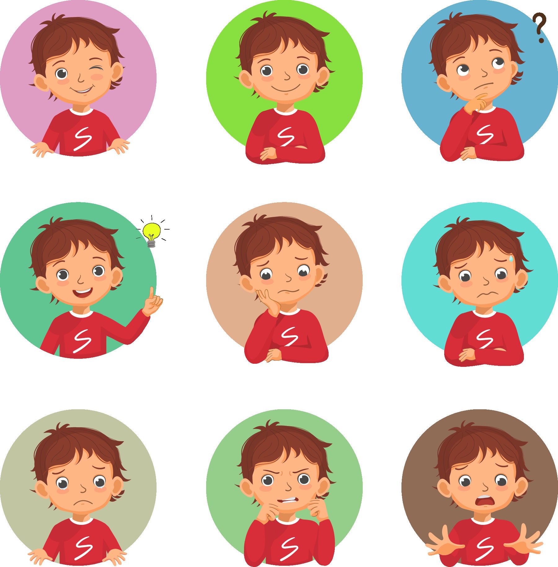 Expressive Children's Emotions Clipart Collection -54 Kids Emotion - Etsy