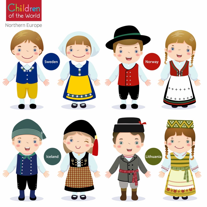 24children Clipart Showcasing Europe's Cultural Kaleidoscope -png-svg ...