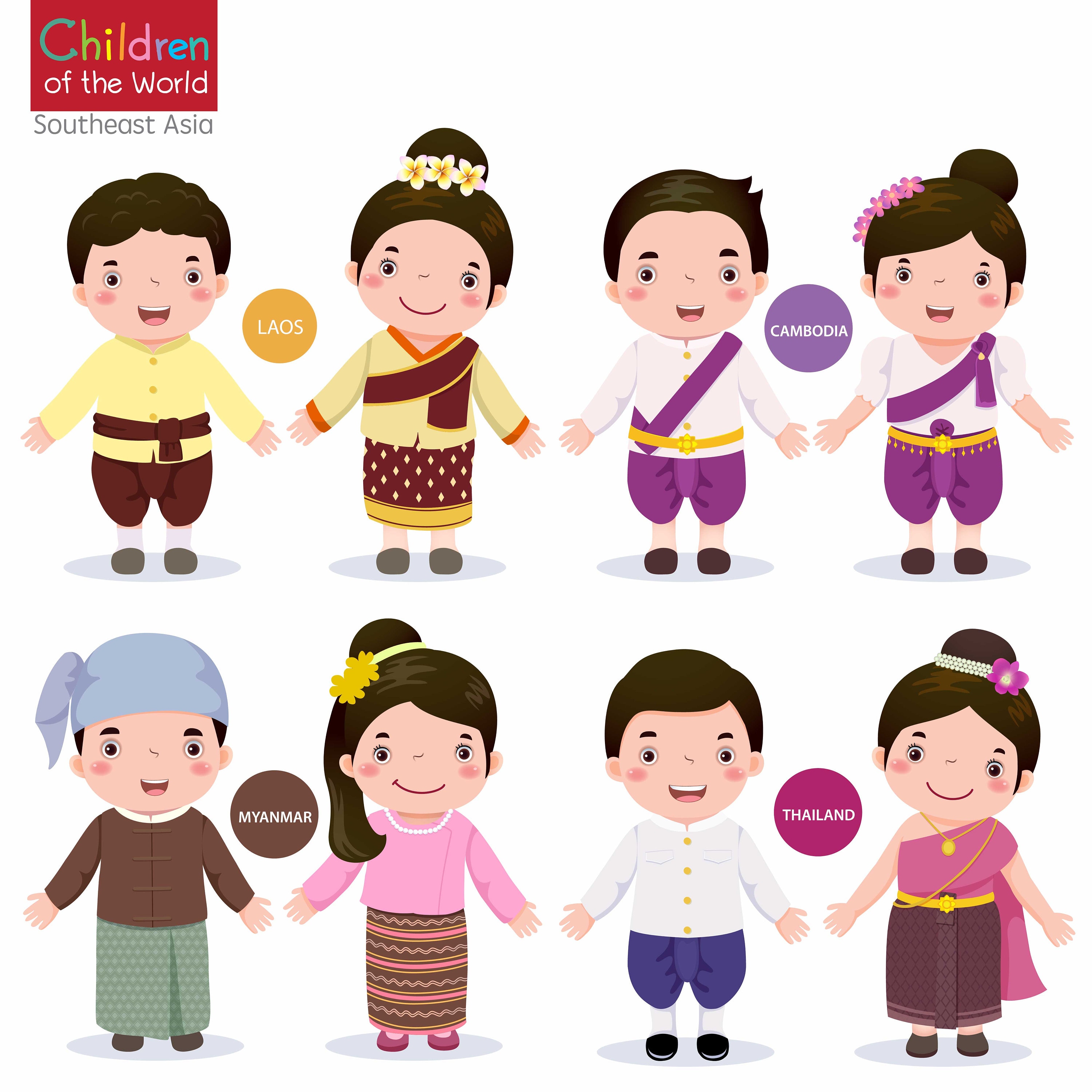 28asian Children Clipart: Cultural Diversity Illustrations (digital ...