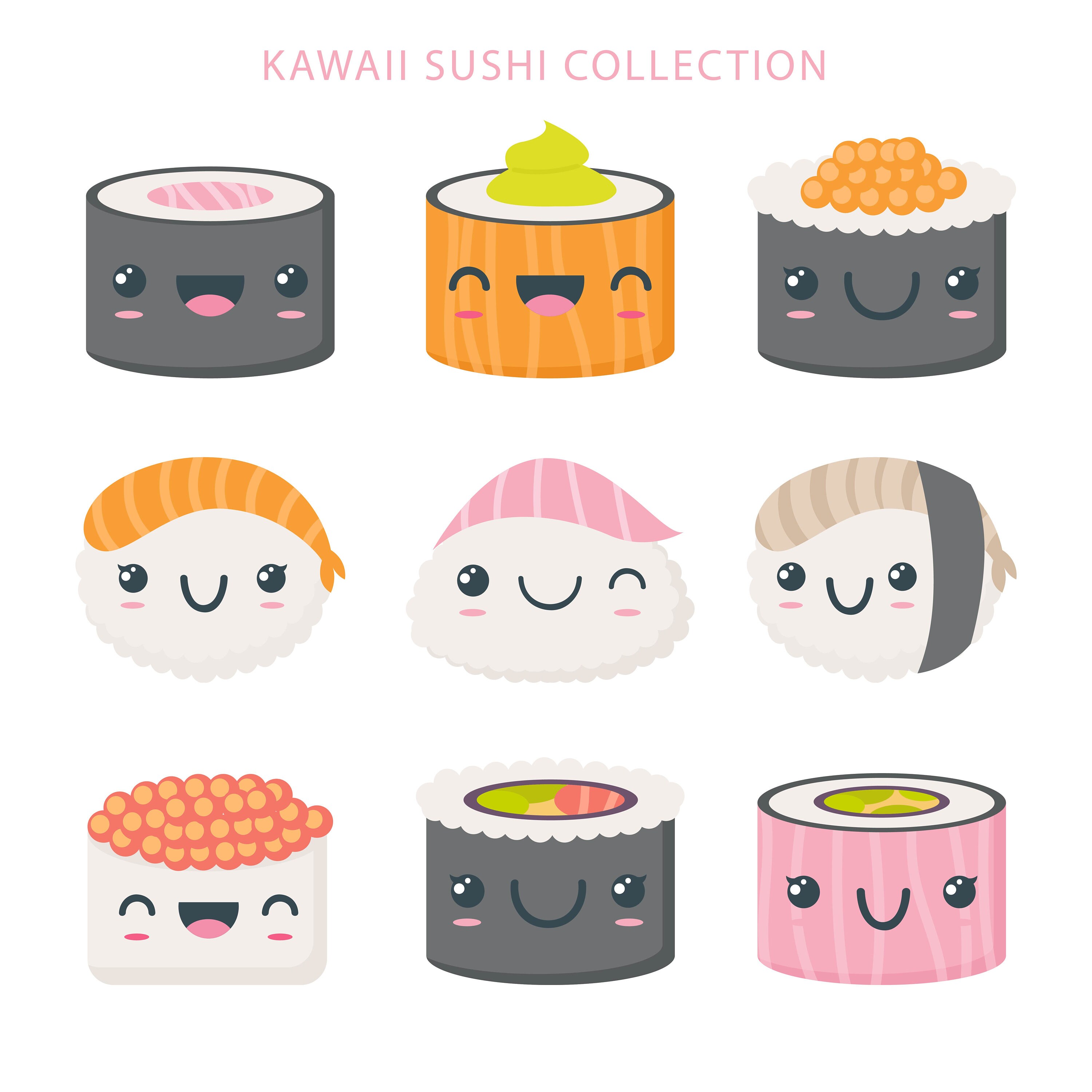 35sushi Clipart-cute Sushi Svg ,cute Food Charactor Bundle - Etsy