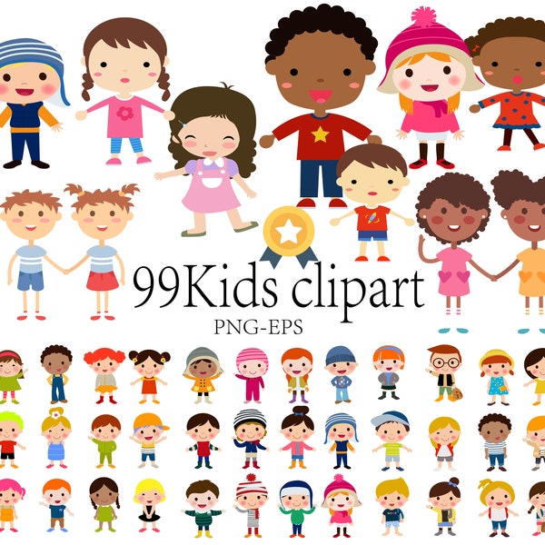 Cute Kids Clipart - Etsy