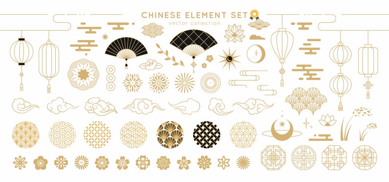73chinese Element Vector Set, Decorative Elements, Traditional Patterns ...