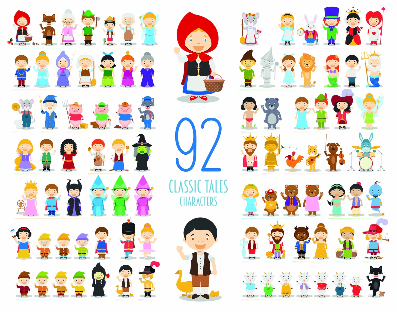 92x Classic Tales Characters Clipart PNG-EPS - Etsy
