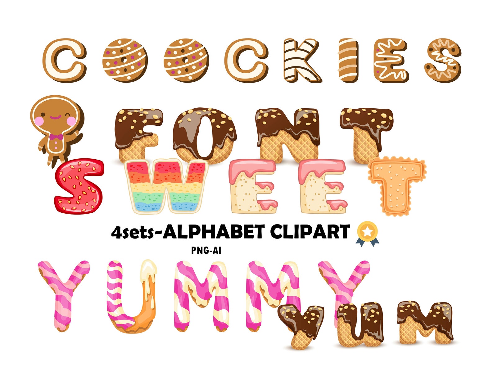 Indulge in Sweet Typography Delights With Our Alphabet Clipart/coockie ...