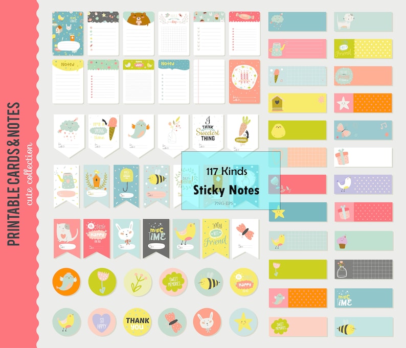 Cute Digital Planner Stickers - 117 PNG Graphics (goodnotes, Onenote ...