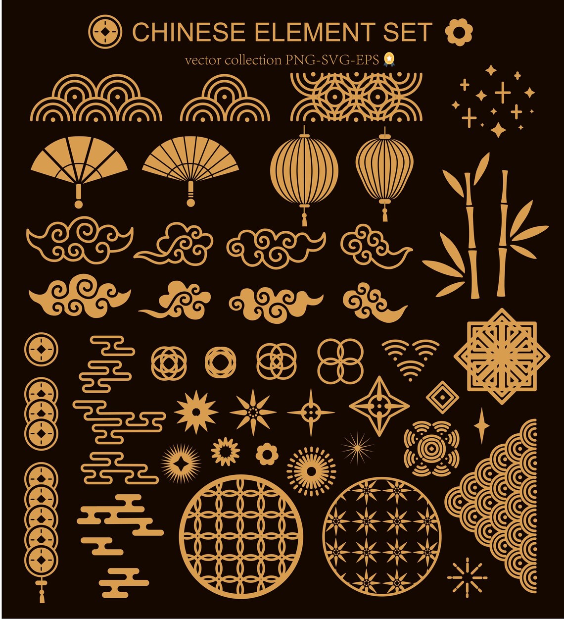 Illuminate Your Designs With 49 Chinese Vector Patterns- Png-svg-eps - Etsy