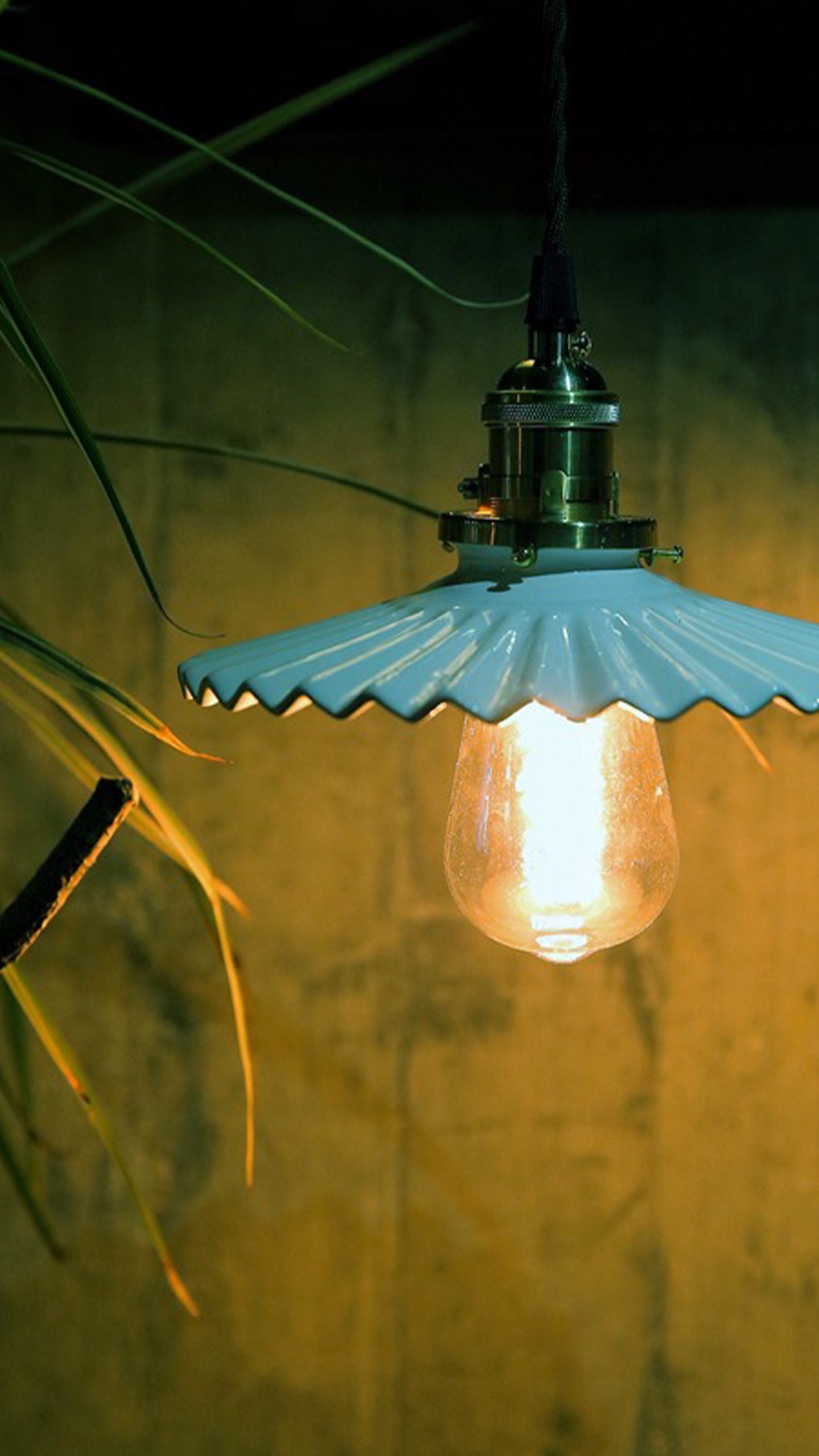 White Pleated Ceramic Round Hanging Lamp With Brass Holder - Etsy