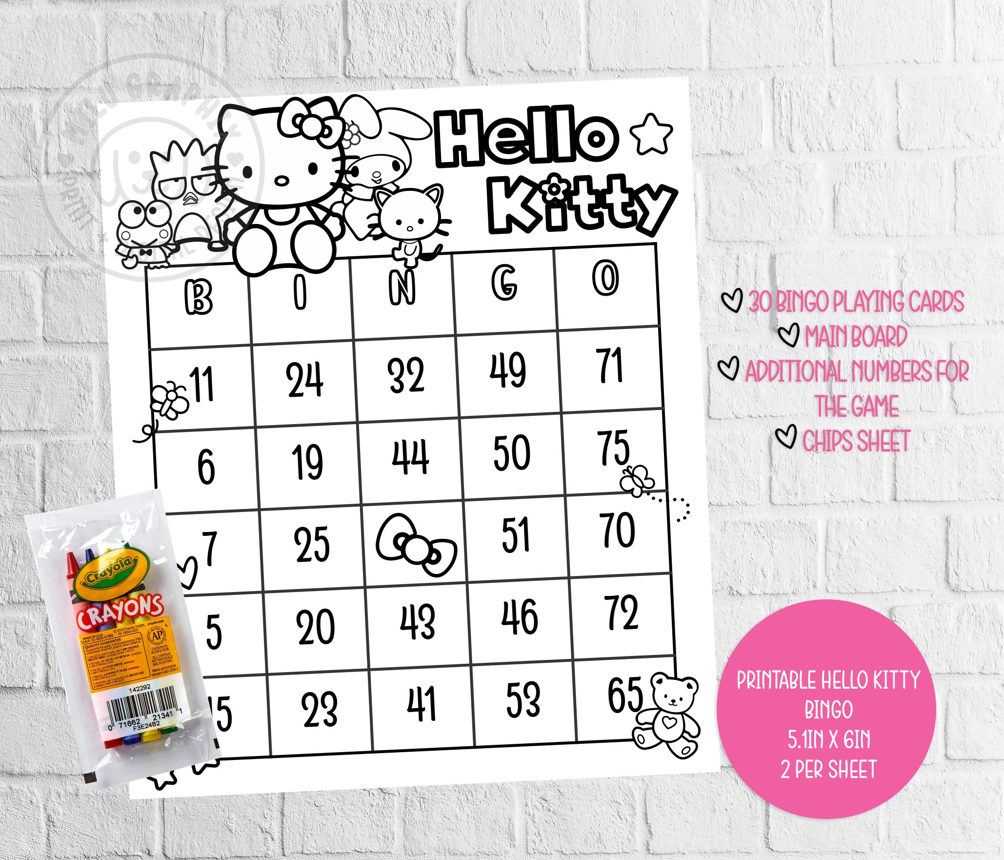 PRINTABLE Hello BINGO Kitty Birthday Party Printable - Etsy