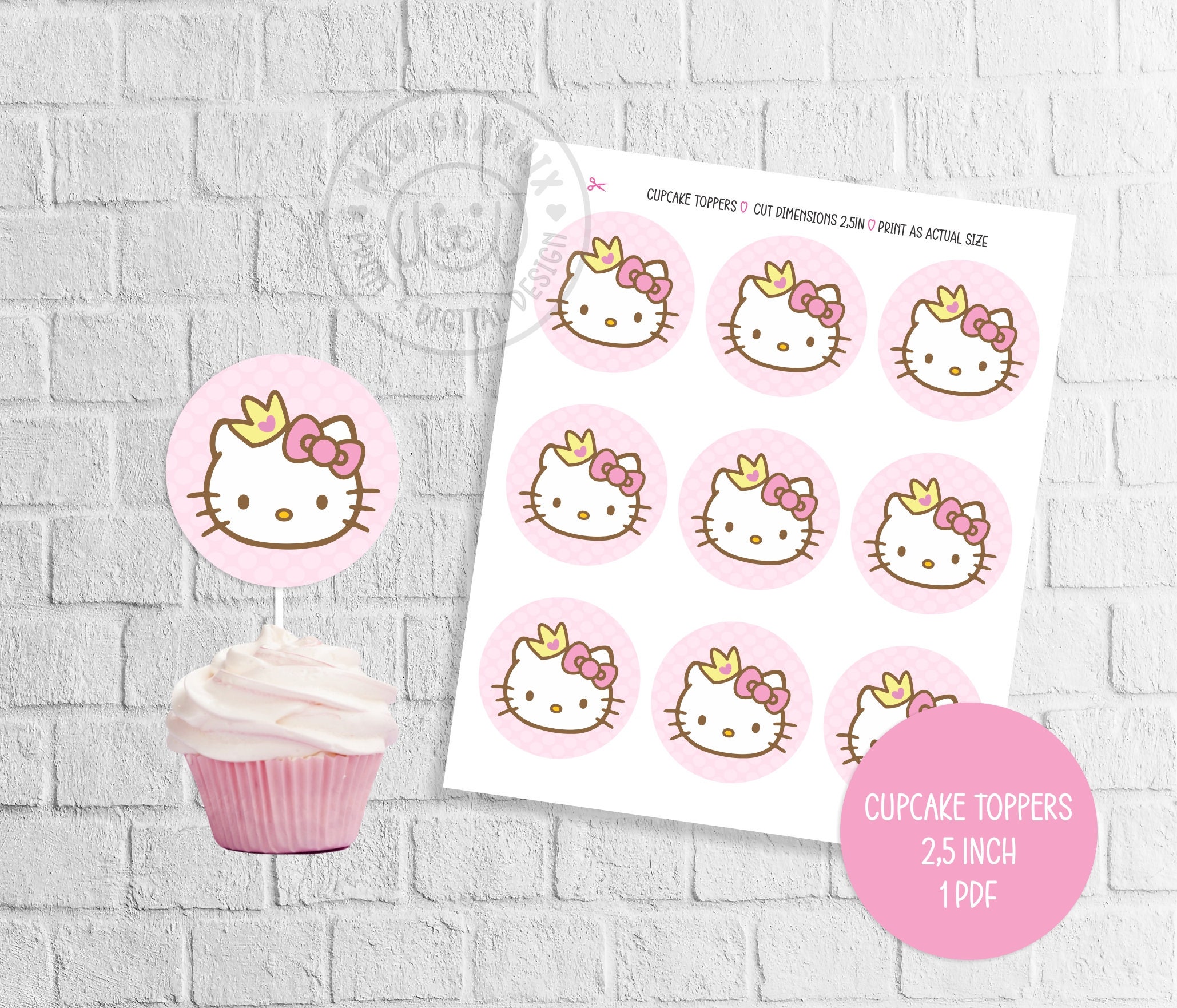 Hello Kitty Cupcake Toppers Printable