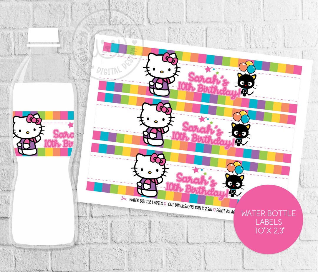 Kitty Water Bottle Labels Kitty Party Hello Party Hello Printable Hello ...