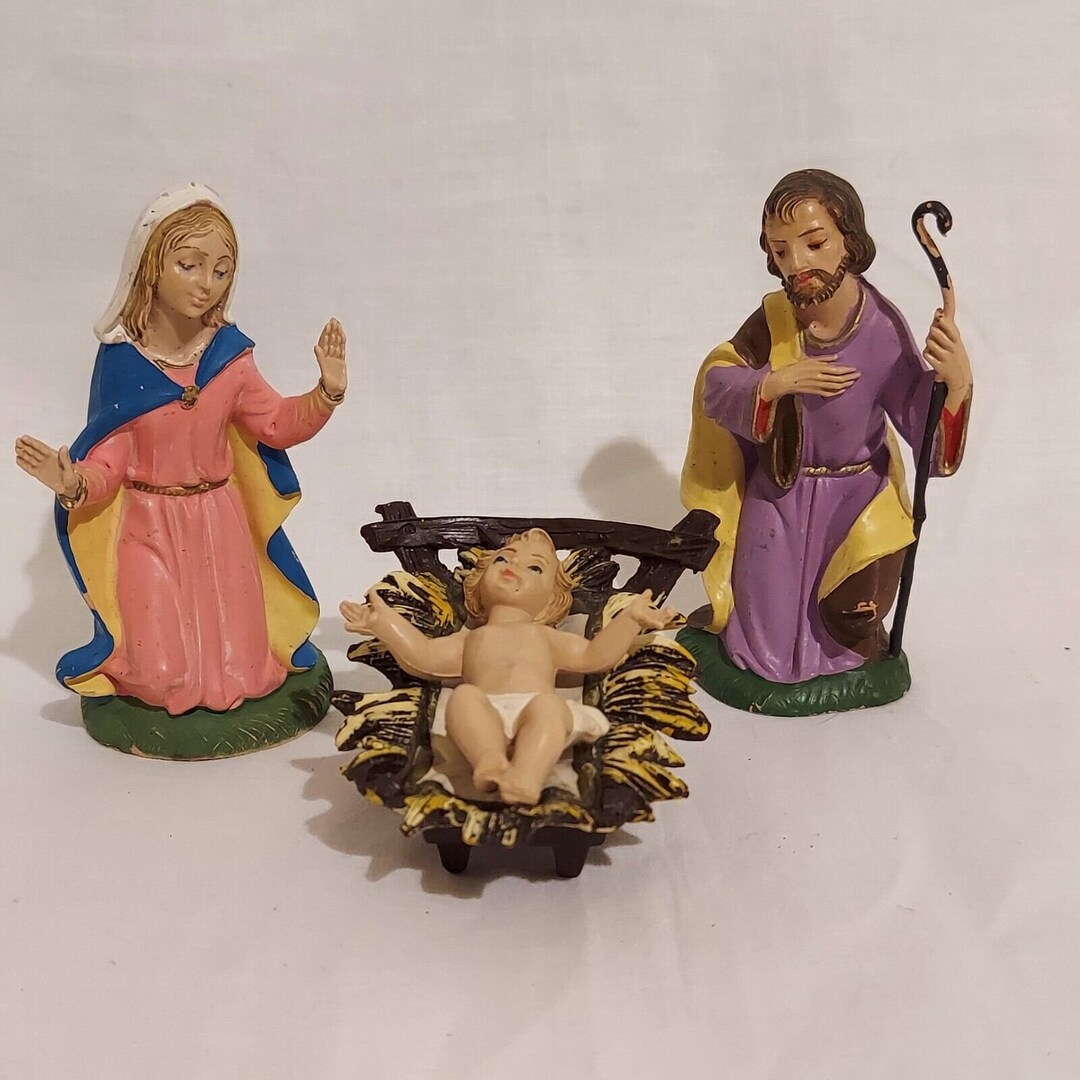 Jesus Mary Joseph Manger 4 in Fontanini Nativity Depose Italy Painted ...