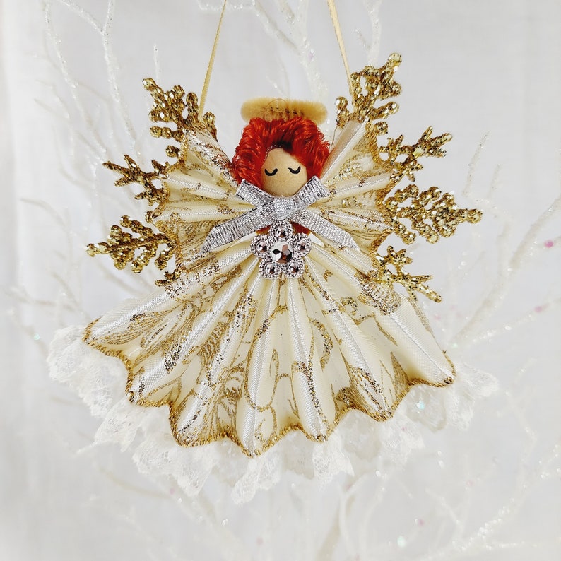 Christmas, Holiday Ribbon Angel Ornament Handmade Holiday Decor ...