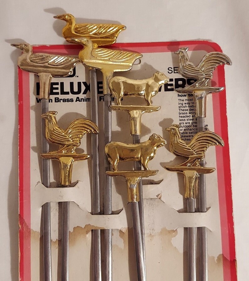 Brass Animal Skewers Cook's Tools Taiwan 1983 Set of 8 - Etsy