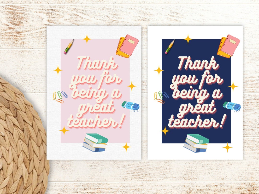 Teacher Appreciation Thank You Card 5x7 - Gifts for Teachers Educators ...