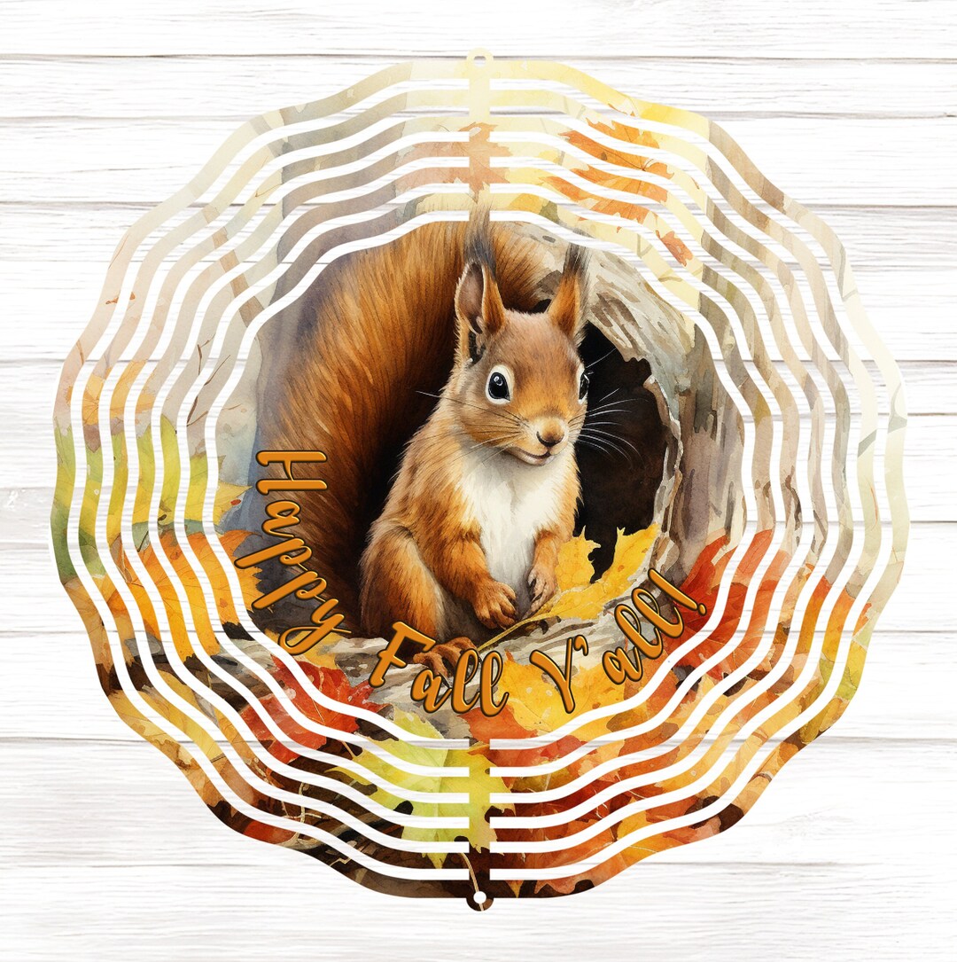 Squirrel Wind Spinner PNG Happy Fall Y'all Sublimation - Etsy