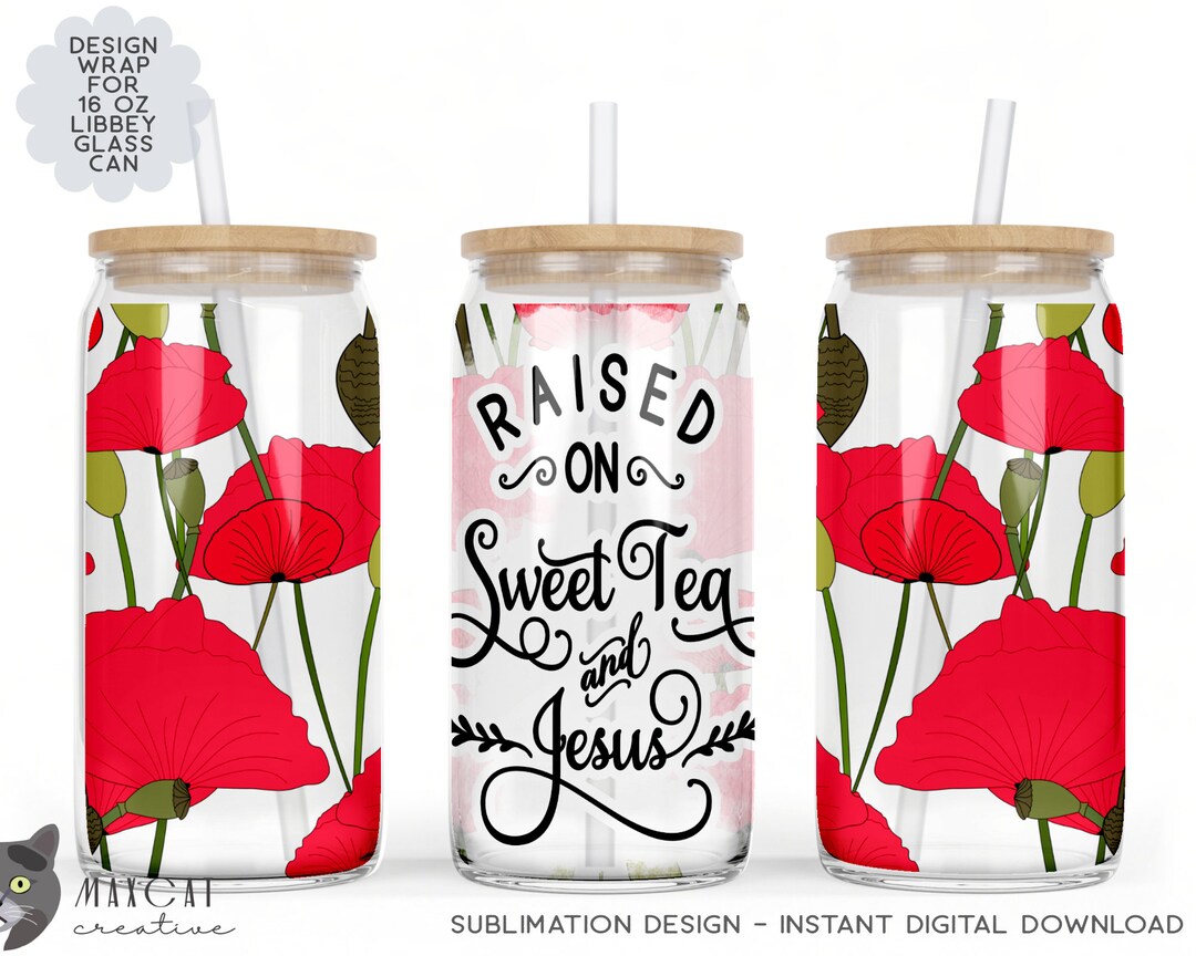 CHRISTIAN Libbey Glass Can Tumbler Wrap, Sweet Tea Jesus, 16 Oz ...