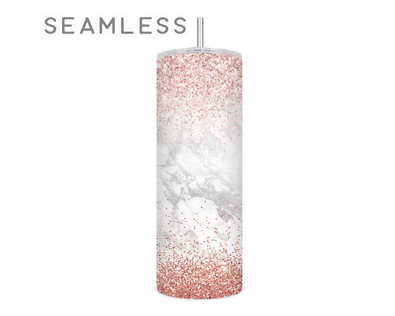 Marble Rose Gold Glitter Tumbler Wrap Christian Scriptures 20 Oz Skinny ...