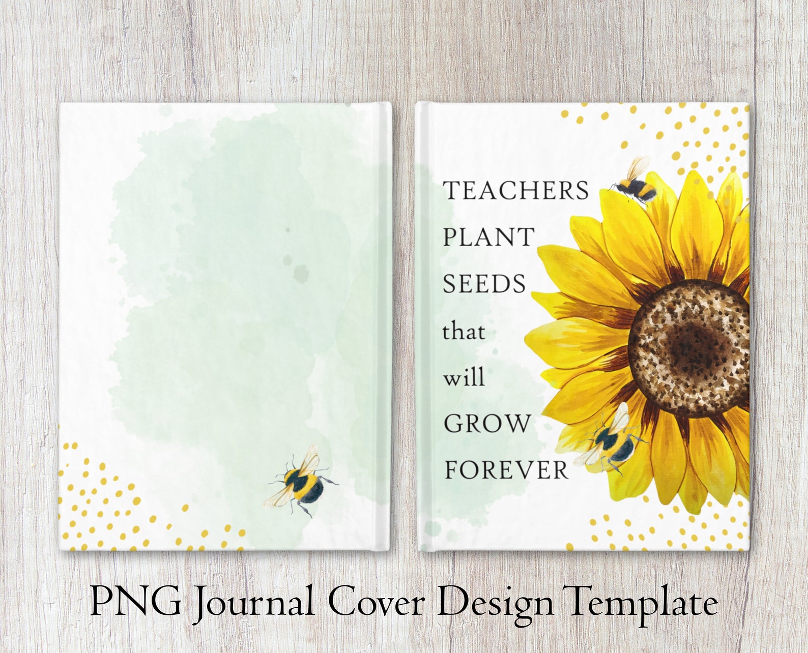 Journal Cover PNG Design Template, Teacher Gift, Spiral Planner ...