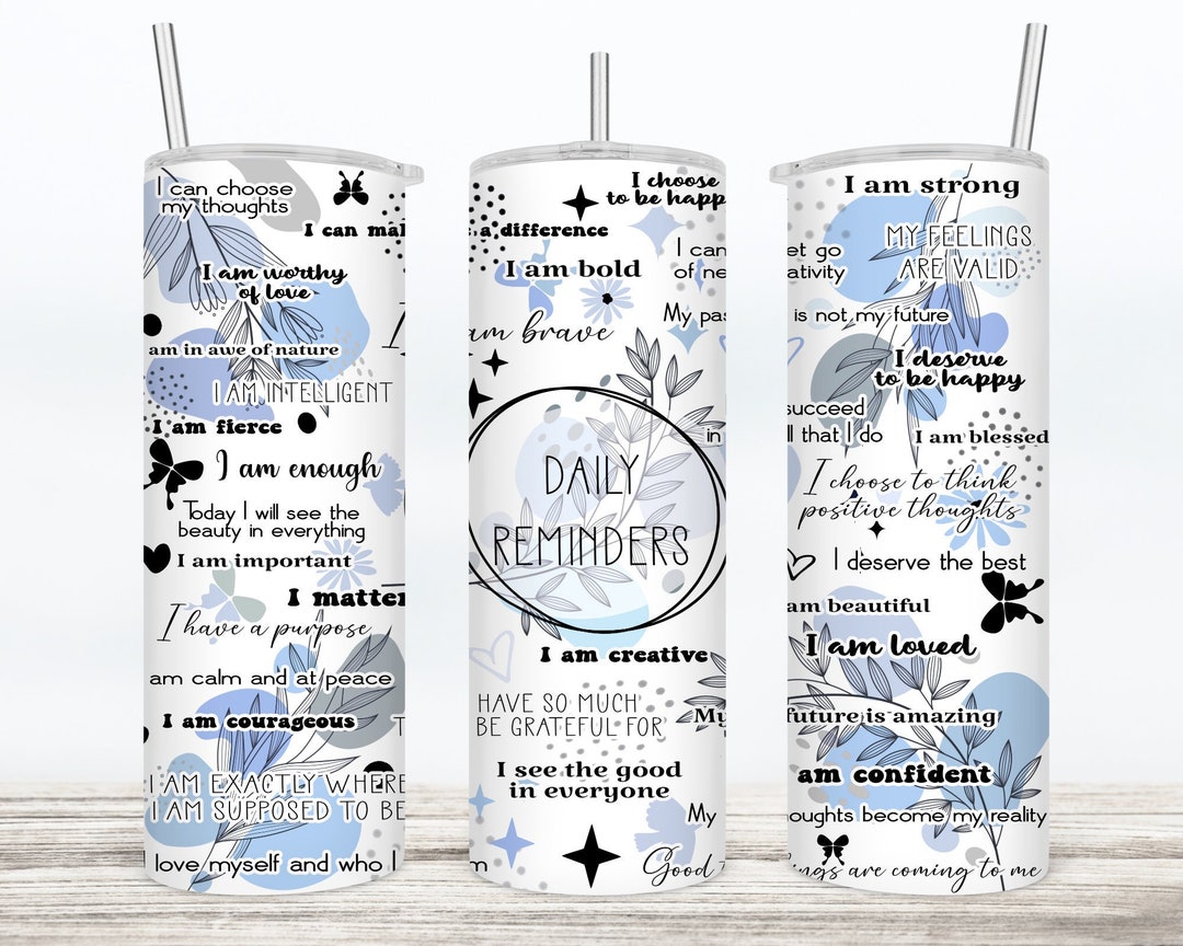Daily Reminders Affirmations Tumbler 20 Oz 30 Oz Png Design Wrap, BOHO ...