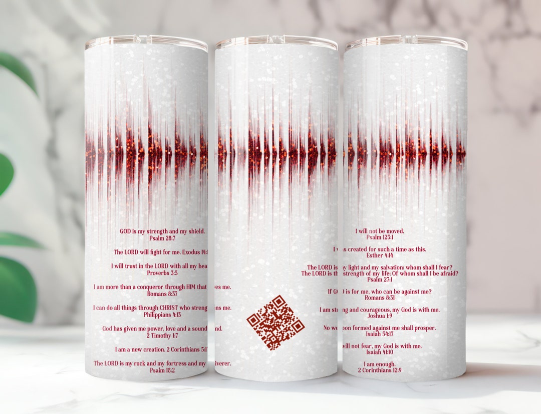 Soundwave Affirmations Tumbler Design Wrap QR Code, Red Glitter 20 Oz ...