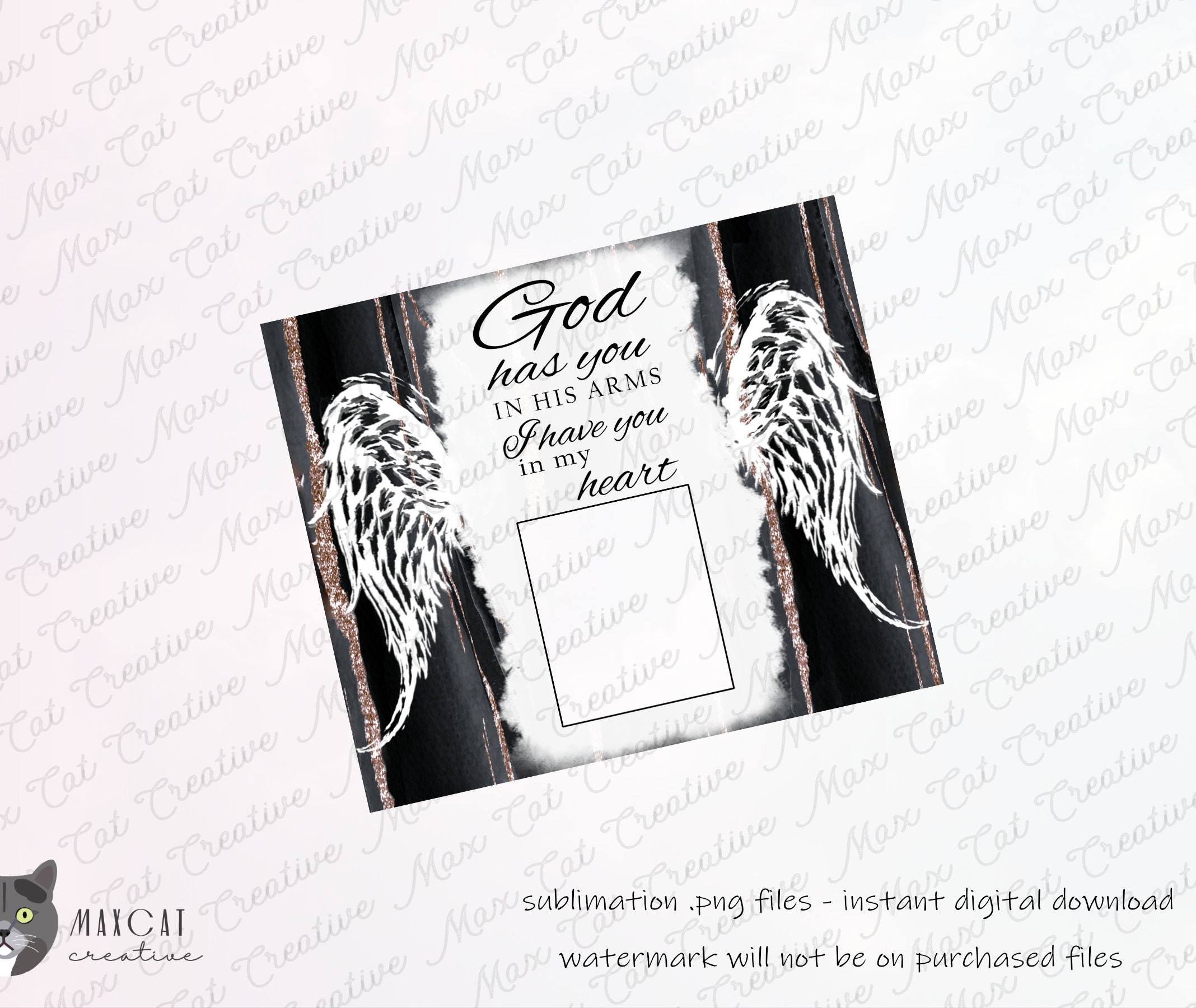 Tumbler Wrap Add Photo in Memory 20oz 30 Oz Black Rose Gold Glitter ...