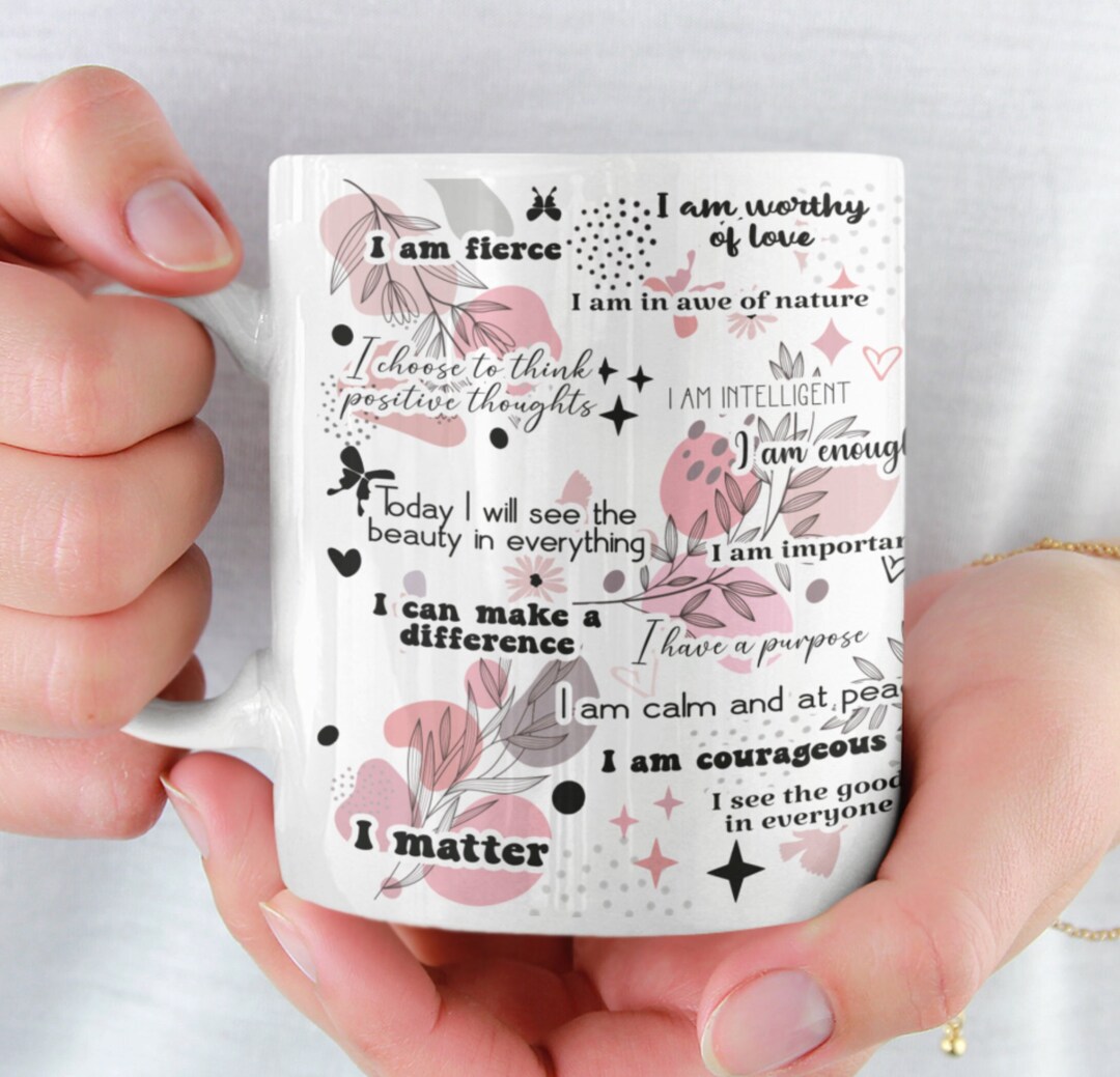 Daily Reminders Mug Wrap Design, PNG Sublimation, Boho Pink ...