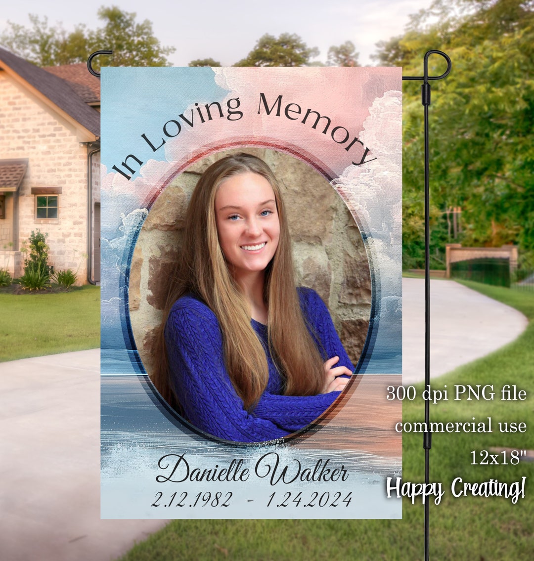 Sympathy Garden Flag 12x18 Sublimation Design, Beach Painting, in ...