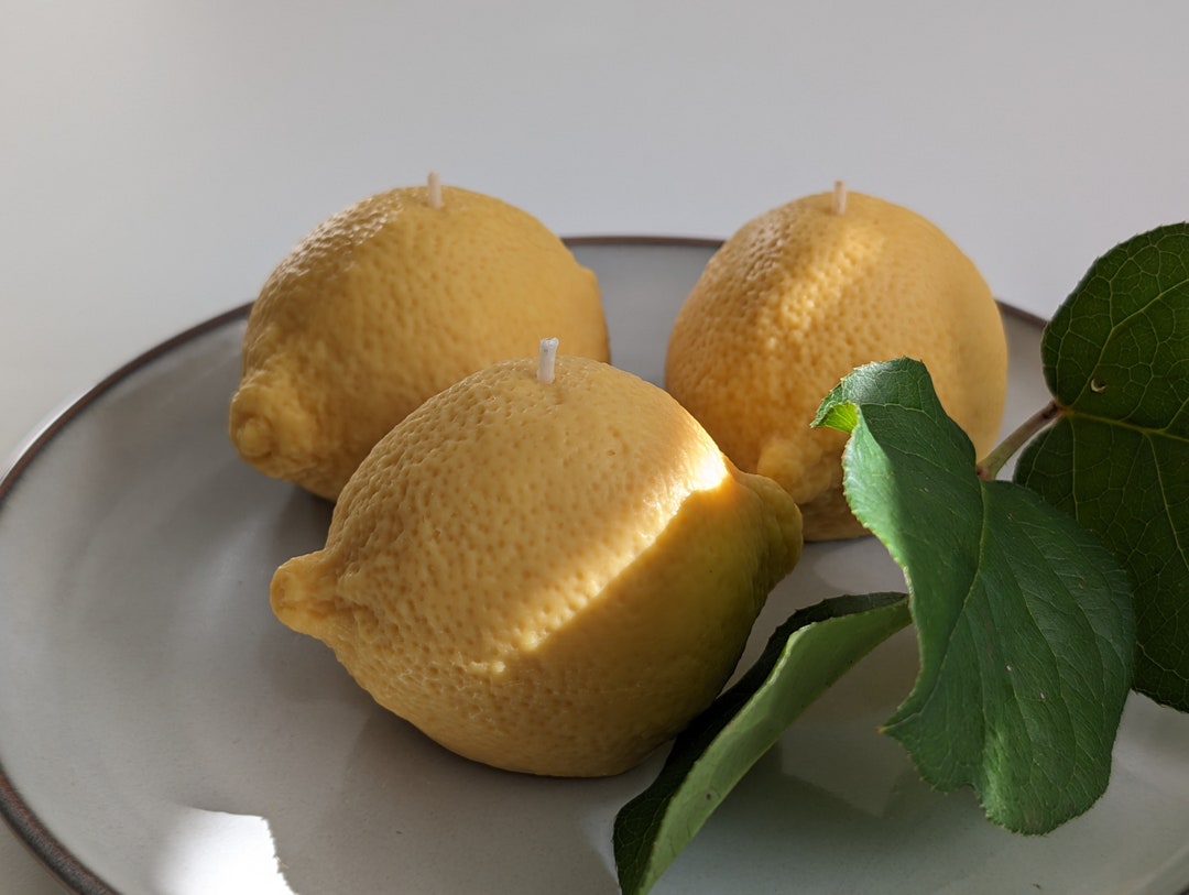 Lemon Candle for Garden Party, Original Gift of Natural Soy Wax, Yellow ...