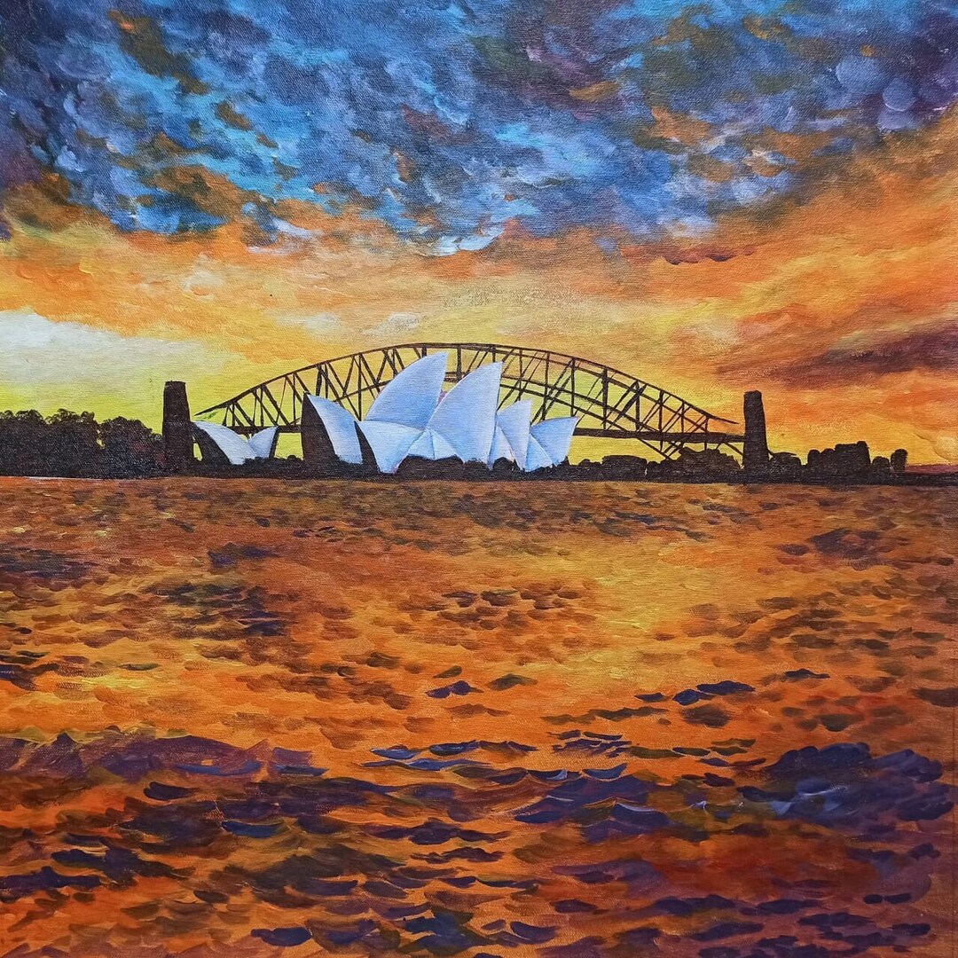 Original Sydney Opera House Painting – Acrylic on Canvas, 24″ X 24″ - Etsy