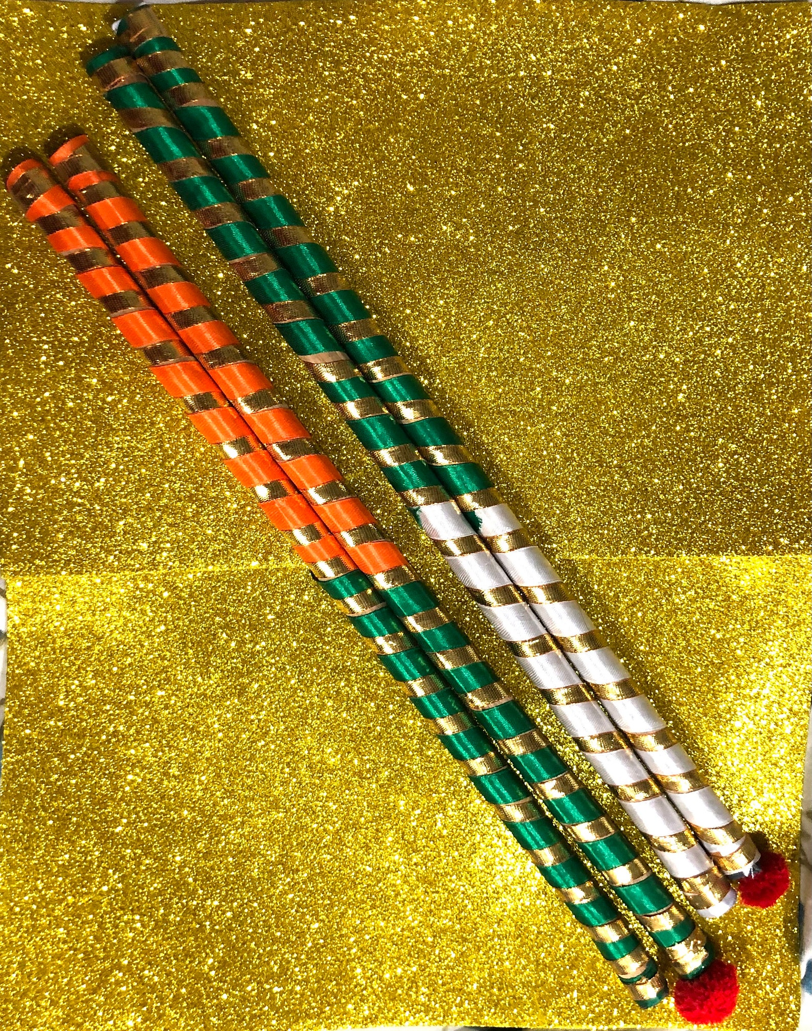 Handmade Dandiya Sticks 3 Set 6 Sticks 39cm Length Each Stick 1 Bag ...