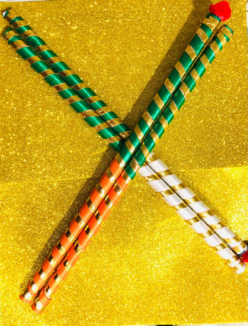 Handmade Dandiya Sticks 3 Set 6 Sticks 39cm Length Each Stick 1 Bag ...
