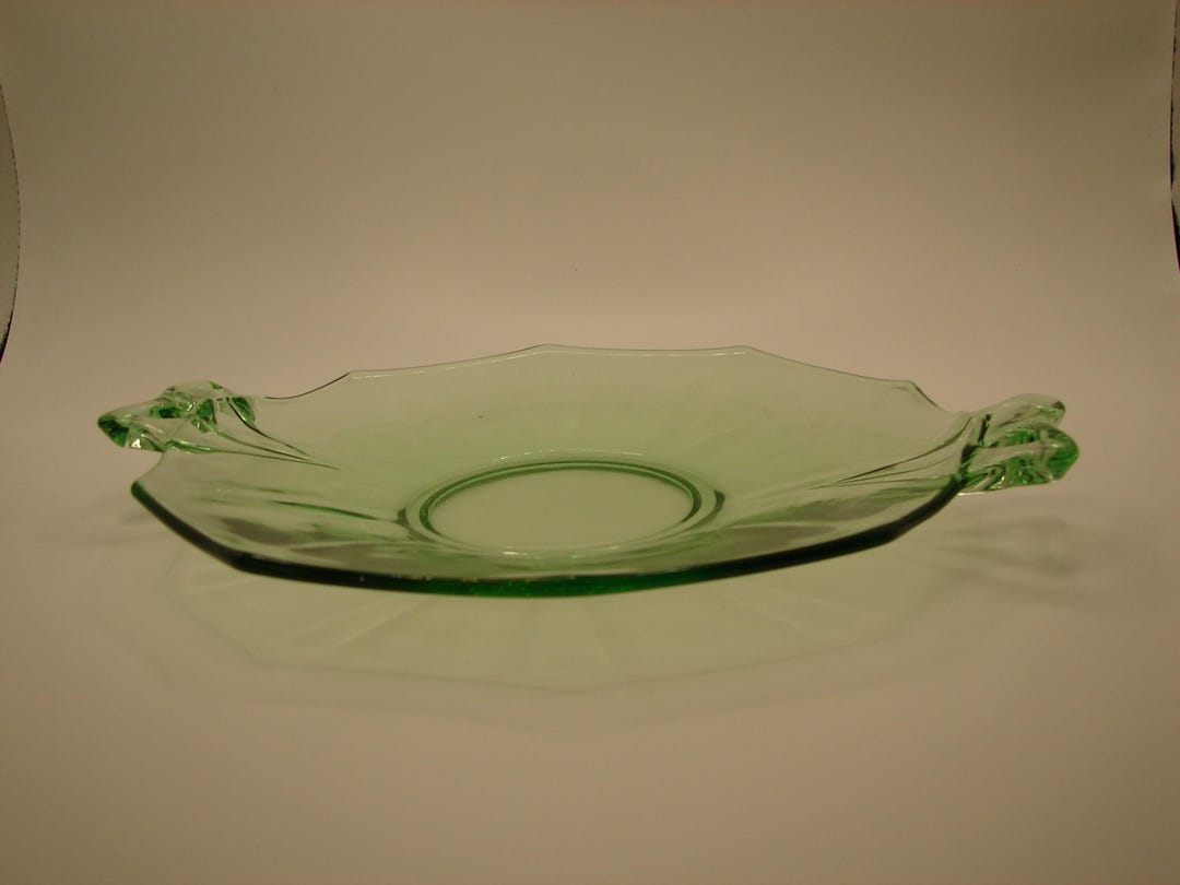 Vintage 1930's Green Depression Glass 7 Handled Plate - Etsy