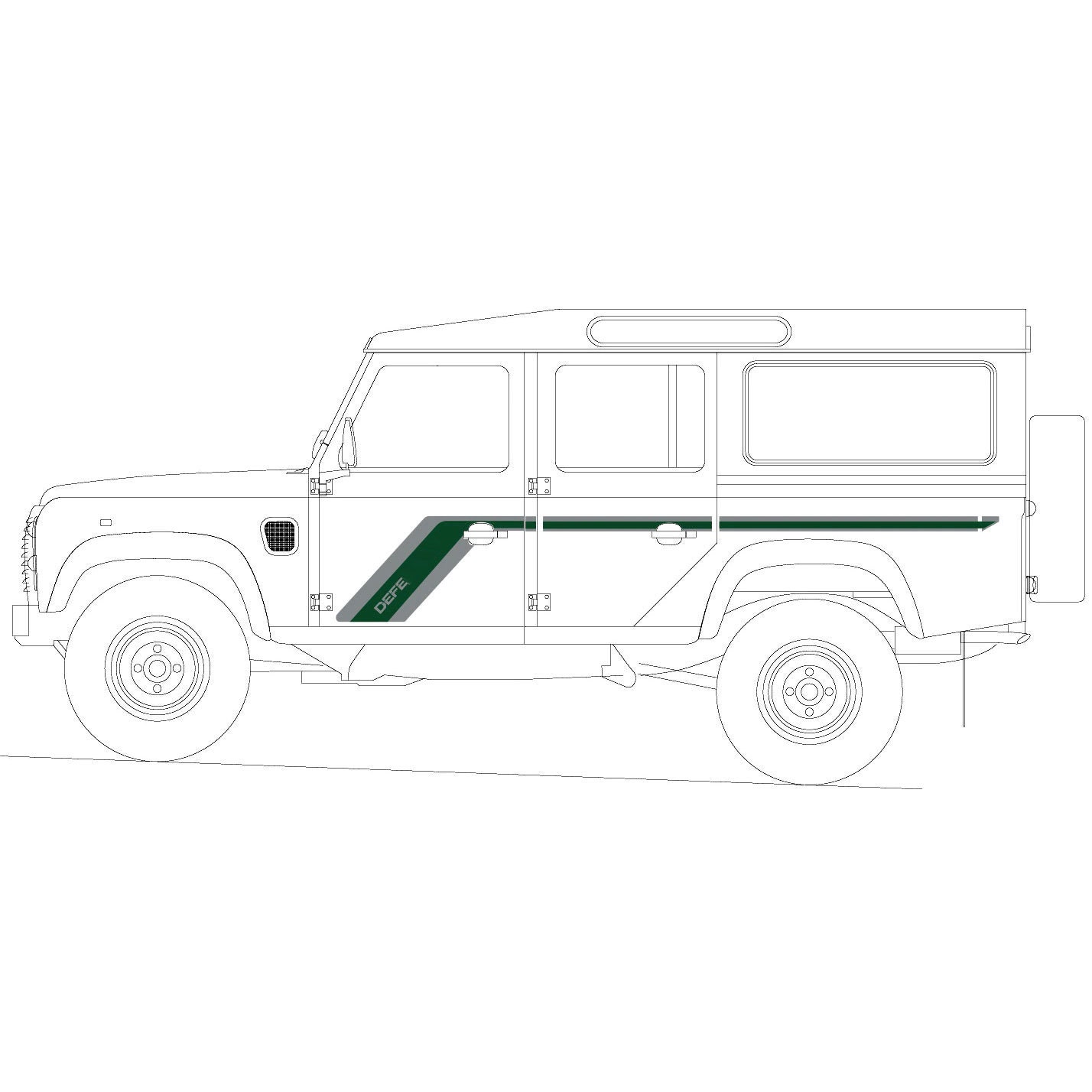 Landrover Defender 110 5 Door Land Rover Side Vinyl Sticker Wrap Retro ...