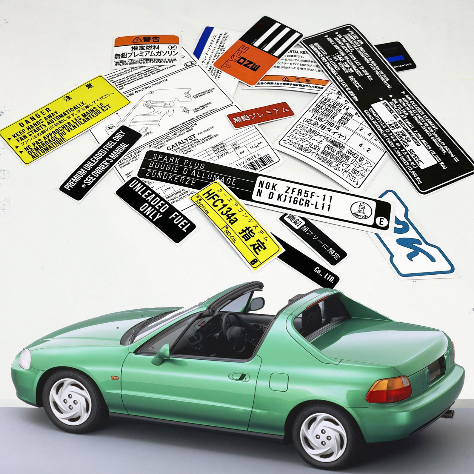 Honda Del Sol Crx Restoration Warning Caution Underbonnet Engine Bay ...
