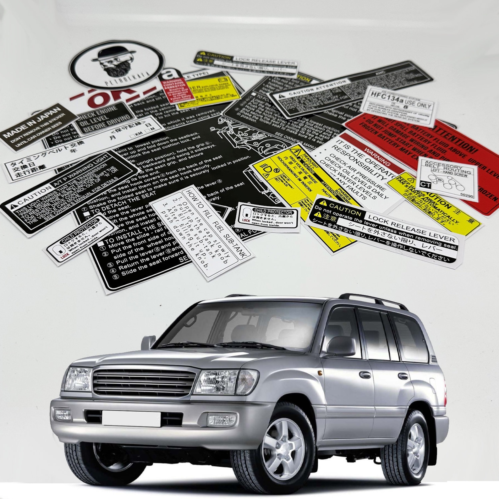 Toyota Land Cruiser Vx100 Underbonnet Car Restoration Warning Stickers ...