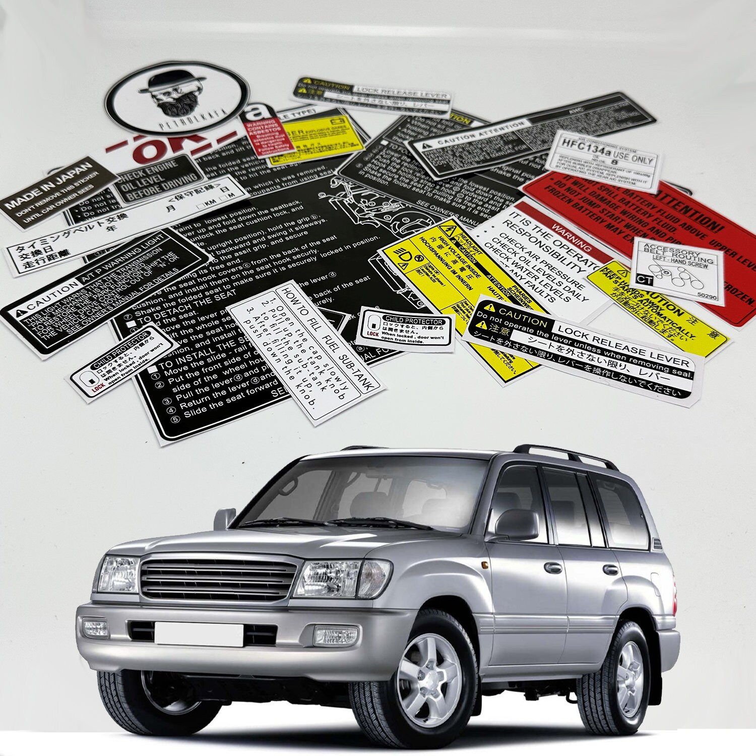 Toyota Land Cruiser Vx100 Underbonnet Car Restoration Warning Stickers ...