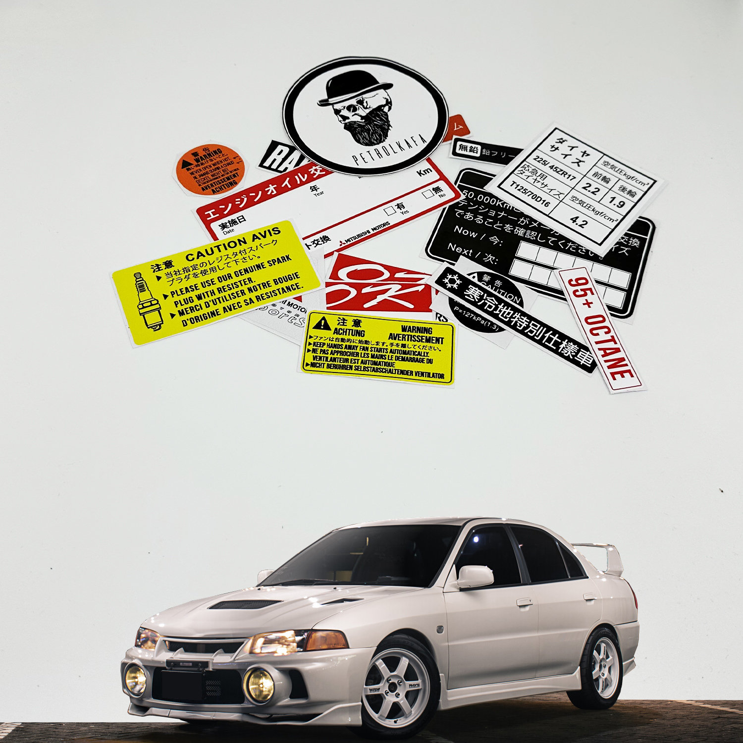 Mitsubishi Evo 4 Lancer Evolation Car Restoration Warning Stickers ...