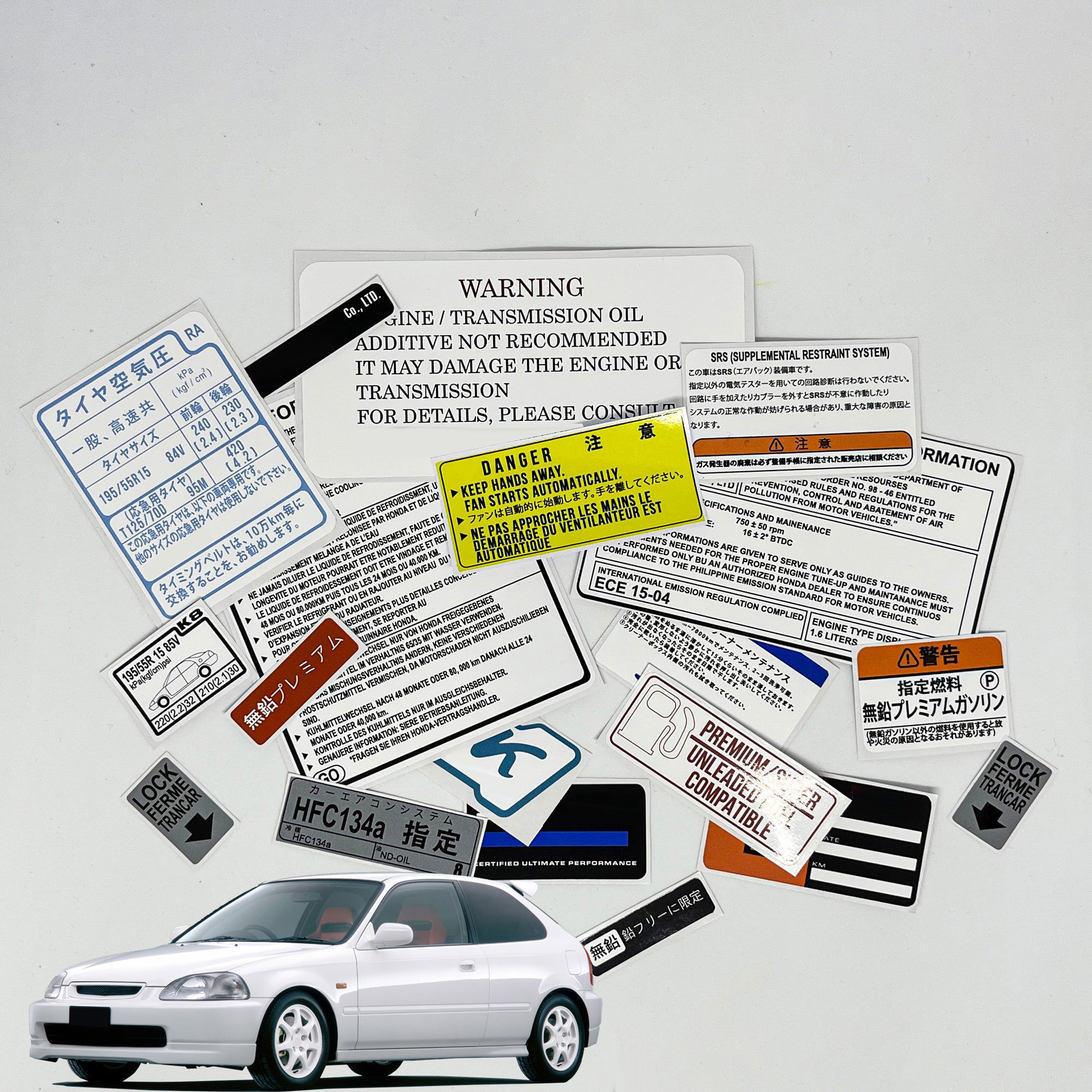 Honda Civic EK9 EM1 1995 2001 Restoration Warning Caution Underbonnet ...