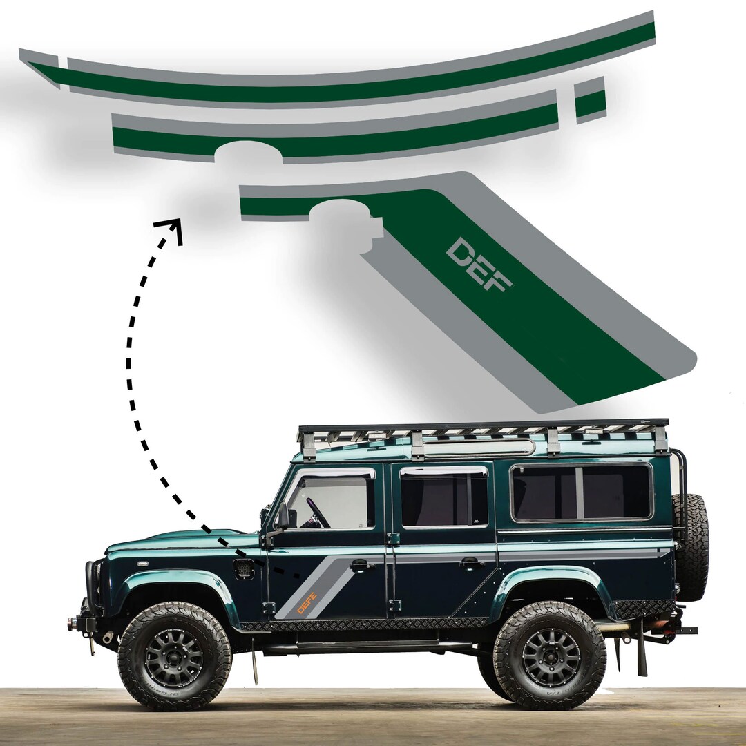 Landrover Defender 110 3 Door Land Rover Side Vinyl Sticker Wrap Retro ...