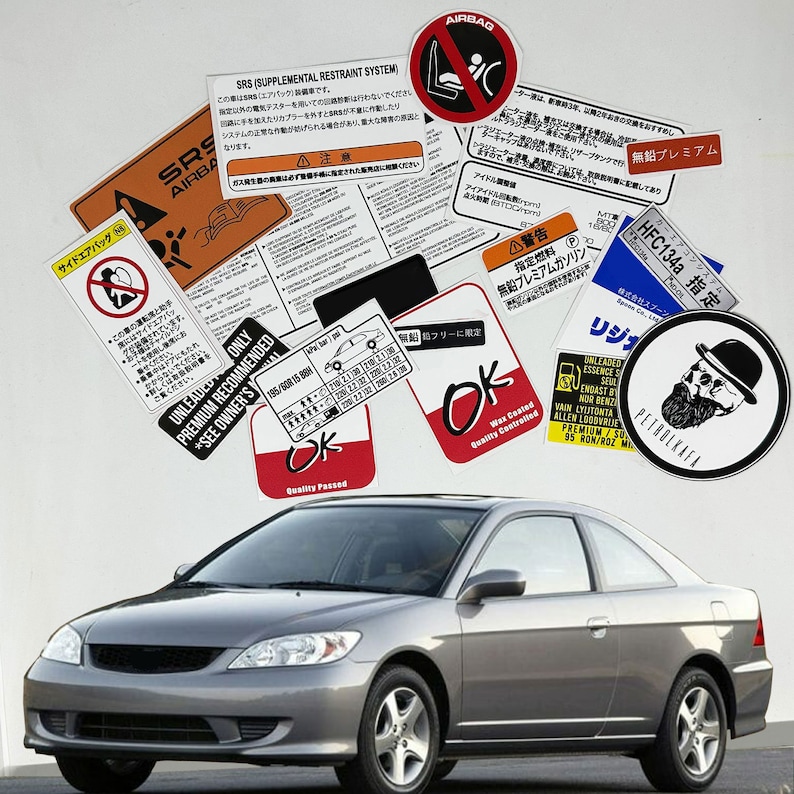 Honda Civic Ex Es7 2000-2005 Restoration Warning Caution Underbonnet ...