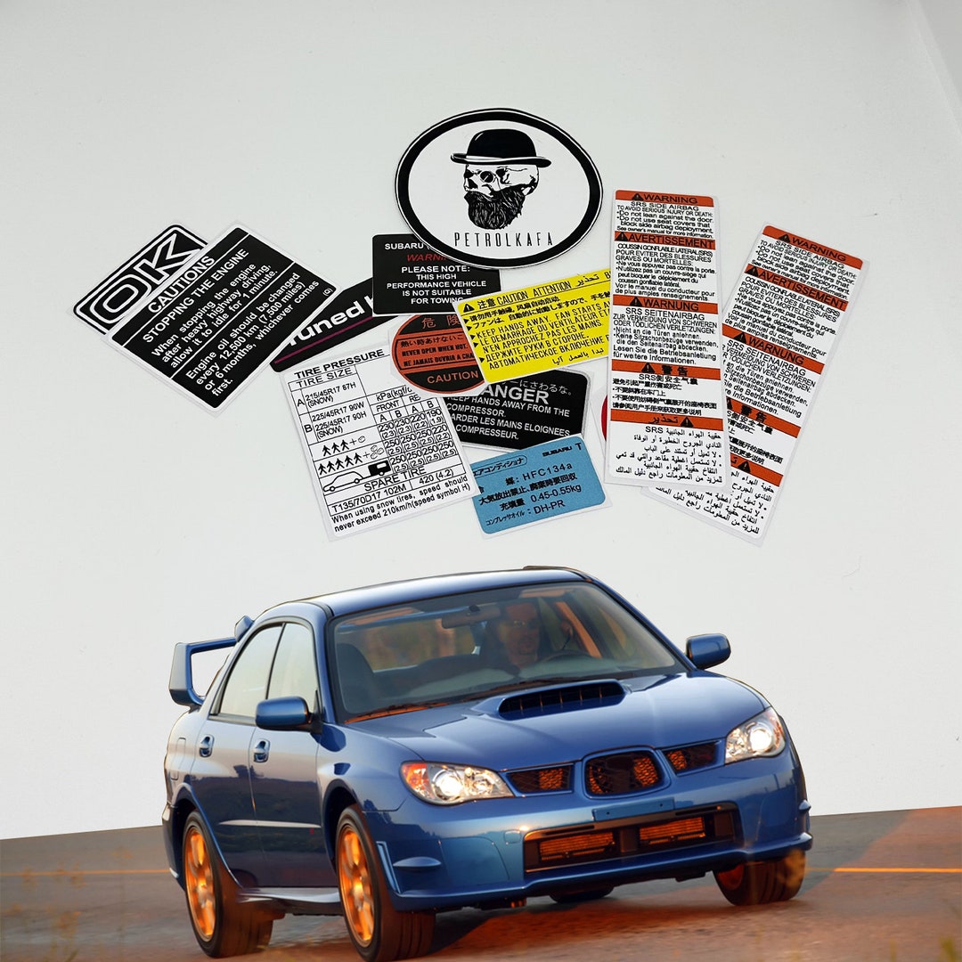 Subaru Impreza Wrx Sti Hawkeye Car Restoration Warning Stickers Emblem ...