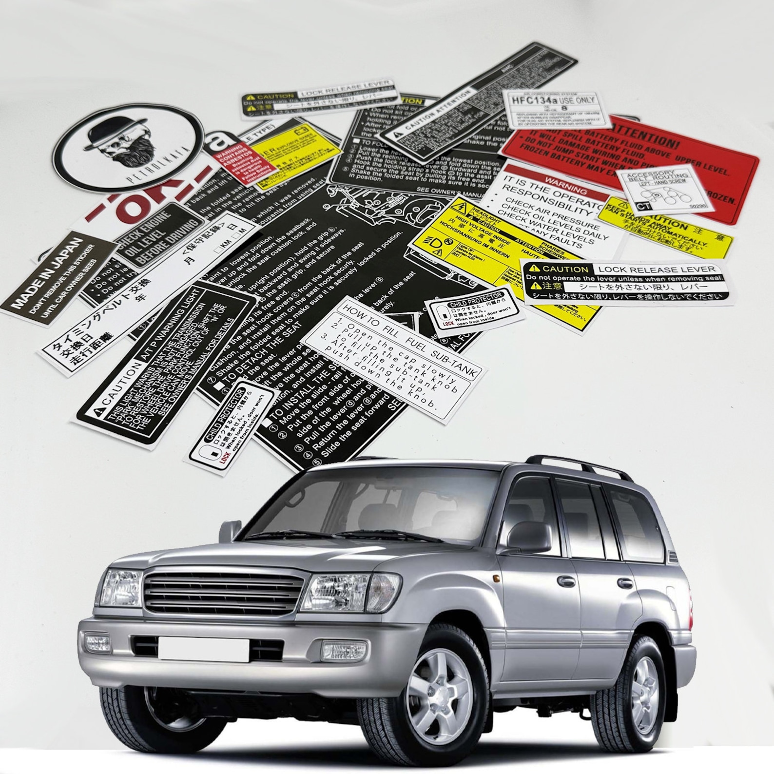 Toyota Land Cruiser Vx100 Underbonnet Car Restoration Warning Stickers ...